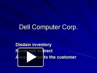 PPT – Dell Computer Corp. PowerPoint presentation | free to download ...