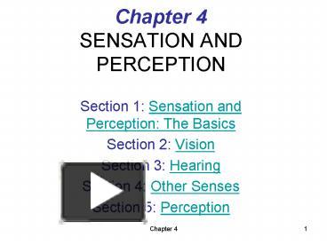 Chapter 4 SENSATION AND PERCEPTION presentation | free to view