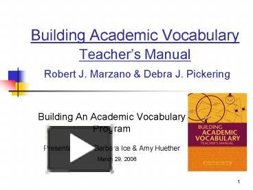 PPT – Building Academic Vocabulary Teacher PowerPoint presentation ...