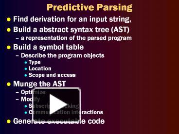 PPT – Predictive Parsing PowerPoint presentation | free to download ...