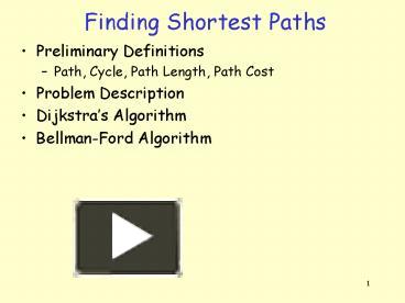 PPT – Finding Shortest Paths PowerPoint presentation | free to view ...