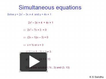 Simultaneous equations presentation | free to view
