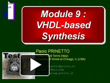 PPT – Module 9 : VHDL-based Synthesis PowerPoint presentation | free to ...