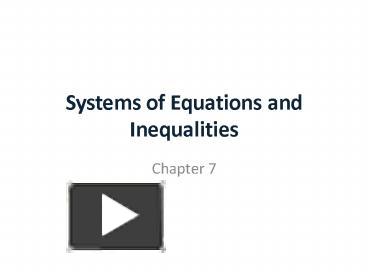 Systems of Equations and Inequalities presentation | free to download