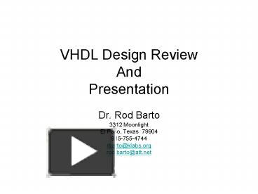 PPT – VHDL Design Review And Presentation PowerPoint presentation ...