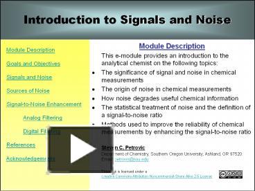 PPT – Introduction to Signals and Noise PowerPoint presentation | free ...
