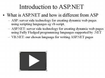 Introduction to ASP.NET presentation | free to download