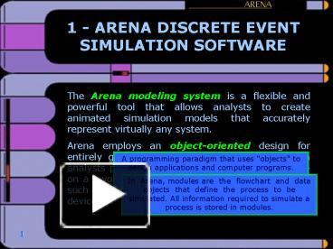 PPT – The Arena modeling system is a flexible and powerful tool that ...