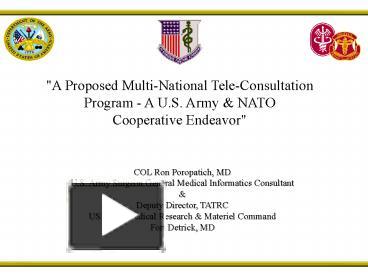 "A Proposed MultiNational TeleConsultation Program A U'S' Army ...