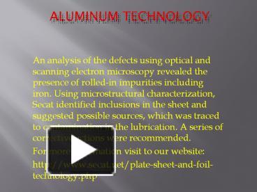 PPT – Aluminum Technology (1) PowerPoint presentation | free to ...