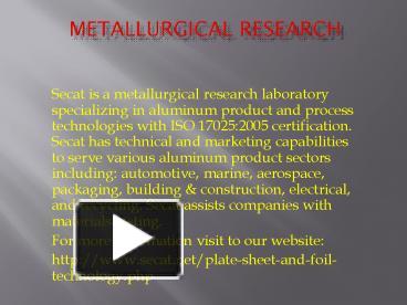 Metallurgical Research (1) presentation | free to download