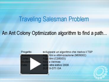 Traveling Salesman Problem presentation | free to download