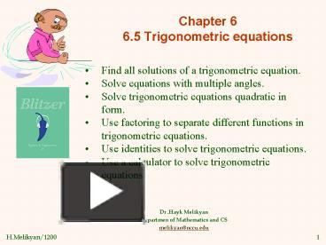 Chapter 6 6.5 Trigonometric equations presentation | free to view