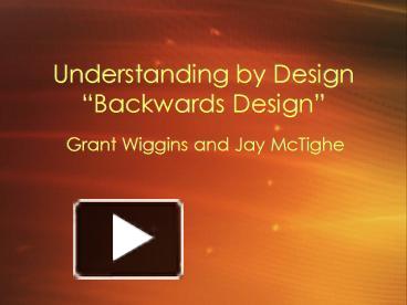 Understanding by Design presentation | free to download