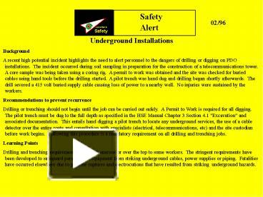 PPT – Underground Installations PowerPoint presentation | free to ...