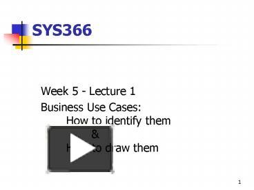 PPT – SYS366 PowerPoint presentation | free to download - id: 6934c5-NGE4M