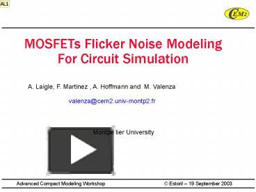 MOSFETs Flicker Noise Modeling For Circuit Simulation presentation ...