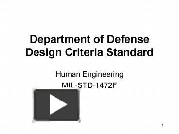 Department of Defense Design Criteria Standard presentation | free to view