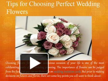 Tips for Choosing Perfect Wedding Flowers presentation | free to download