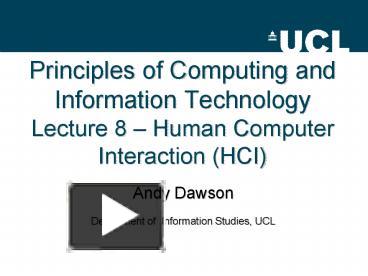 Principles of Computing and Information Technology Lecture 8 ...