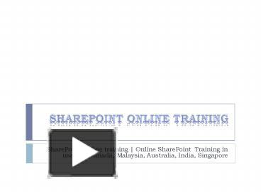 SharePoint online training | Online SharePoint Training in usa, uk ...