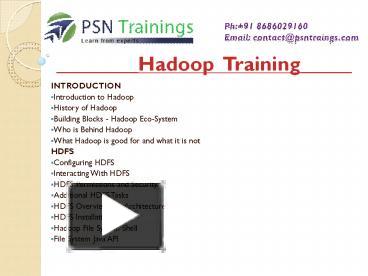 PPT – Hadoop Course Content | Hadoop Training in Hyderabad,india ...