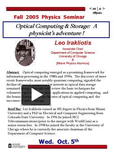 PPT – Optical Computing PowerPoint presentation | free to download - id ...