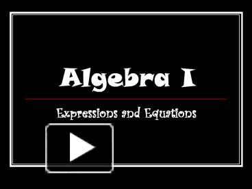 PPT – Algebra I PowerPoint presentation | free to download - id: 69843d ...