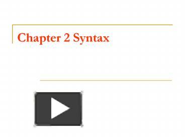 Chapter 2 Syntax presentation | free to download