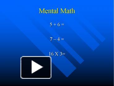 Mental Math presentation | free to download