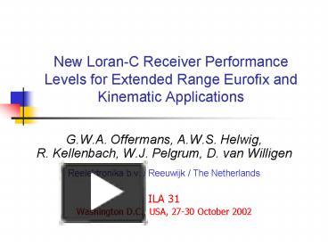 New Loran-C Receiver Performance Levels for Extended Range Eurofix and ...
