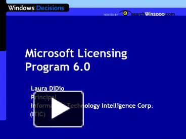 PPT – Microsoft Licensing Program 6.0 PowerPoint presentation | free to ...