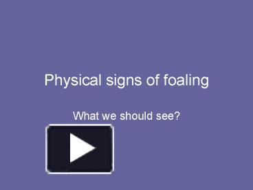 Physical signs of foaling presentation | free to view