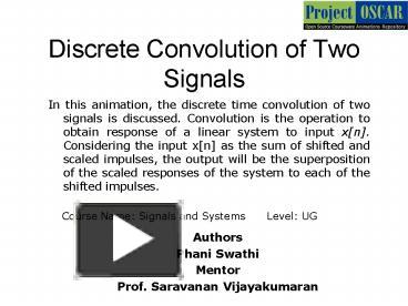 PPT – Discrete Convolution of Two Signals PowerPoint presentation ...
