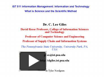 PPT – Dr. C. Lee Giles PowerPoint presentation | free to download - id ...