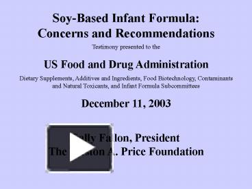 PPT – Soy-Based Infant Formula: PowerPoint presentation | free to ...