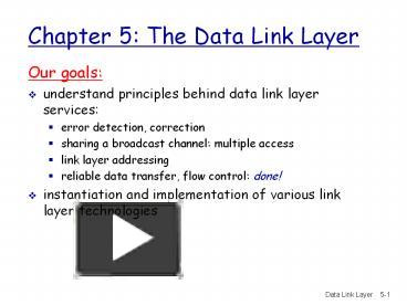 PPT – Chapter 5: The Data Link Layer PowerPoint presentation | free to ...