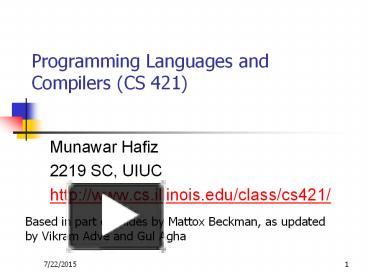 Programming Languages and Compilers (CS 421) presentation | free to ...