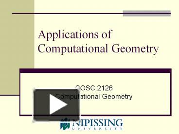 PPT – Applications of Computational Geometry PowerPoint presentation ...