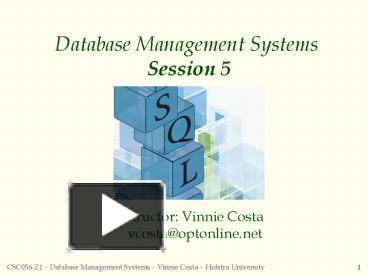 PPT – Database Management Systems Session 5 PowerPoint presentation ...