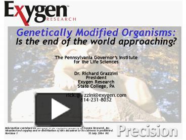 PPT – Genetically Modified Organisms: PowerPoint presentation | free to ...