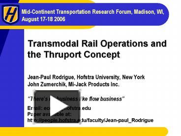 PPT – Transmodal Rail Operations and the Thruport Concept PowerPoint ...