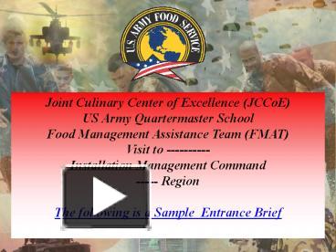 Joint Culinary Center of Excellence (JCCoE) presentation | free to download