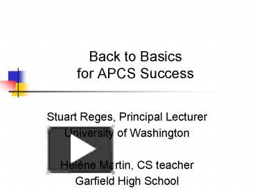 PPT – Back to Basics for APCS Success PowerPoint presentation | free to ...