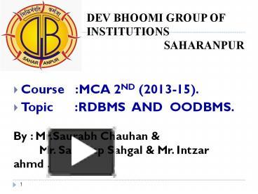 PPT – RDBMS PowerPoint presentation | free to view - id: 6a789c-NTdmY