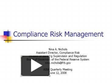 Compliance Risk Management presentation | free to view
