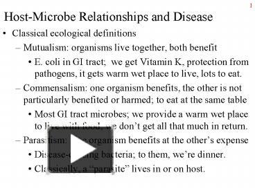 Host-Microbe Relationships and Disease presentation | free to download