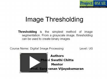 Image Thresholding presentation | free to view
