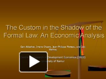 The Custom in the Shadow of the Formal Law: An Economic Analysis ...