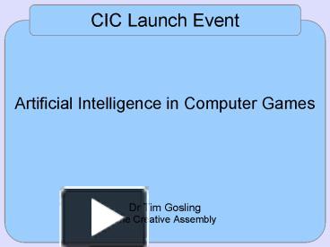 CIC Launch Event presentation | free to view
